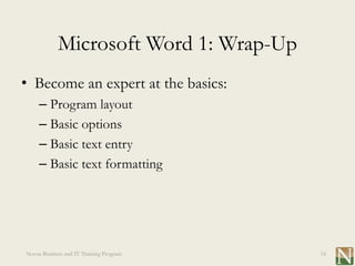 Word Lesson 1: Word Basics | PPTX