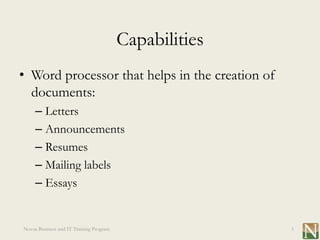 Word Lesson 1: Word Basics | PPTX