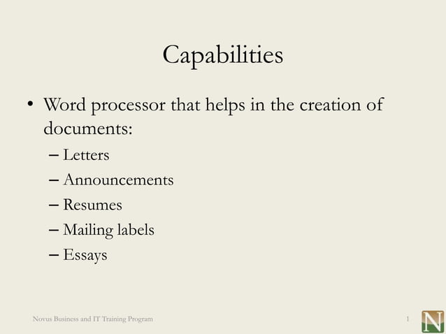 Word Lesson 1: Word Basics | PPTX