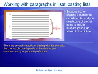 Word 2007ù Bullets, Numbers, And Lists | PPT
