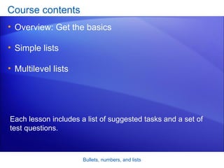 Word 2007ù Bullets, Numbers, And Lists | PPT