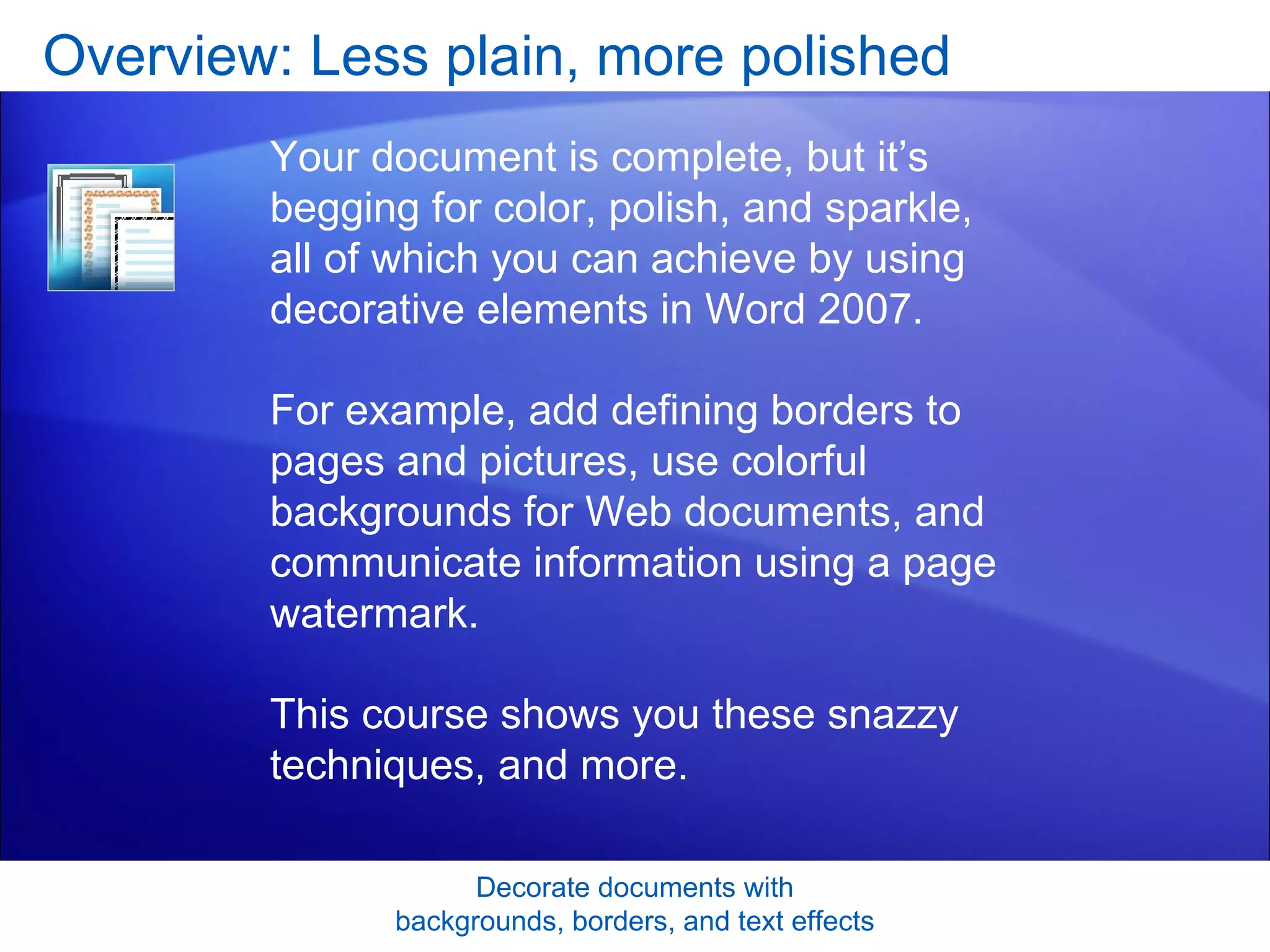 Word 2007-Decorate Documents With Backgrounds, Borders, And Text ...