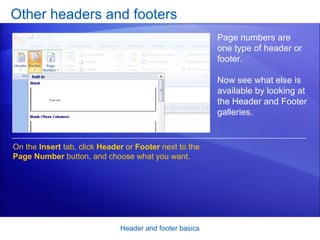 Word 2007-Header And Footer Basics | PPT