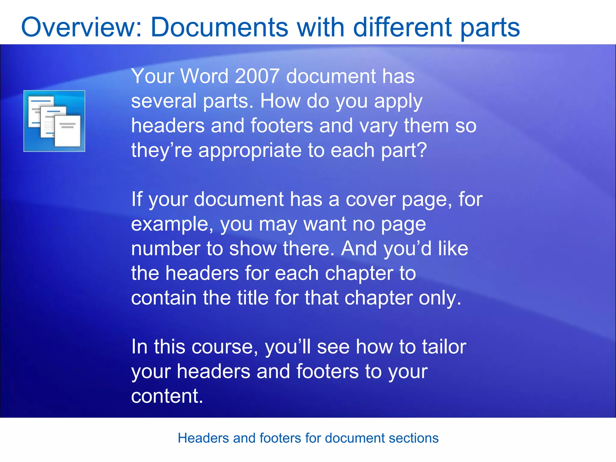Word 2007-Headers And Footers For Document Sections | PPT