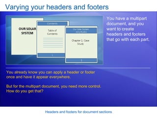 Word 2007-Headers And Footers For Document Sections | PPT | Desktop Publishing | Computer ...