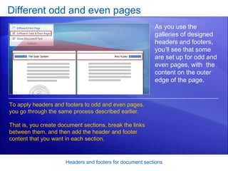 Word 2007-Headers And Footers For Document Sections | PPT