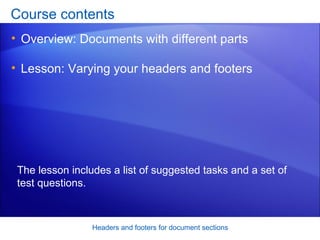 Word 2007-Headers And Footers For Document Sections | PPT