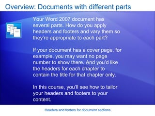 Word 2007-Headers And Footers For Document Sections | PPT