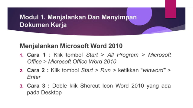 Materi Dasar-Dasar word 2010 untuk pelajar dan pemula | PPTX