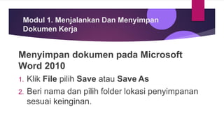 Materi Dasar-Dasar word 2010 untuk pelajar dan pemula | PPTX