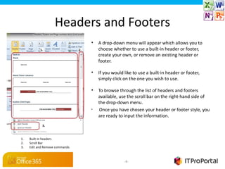 Word 2010 Headers and Footers | PPT