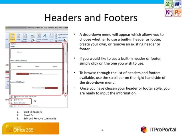 Word 2010 Headers and Footers | PPT | Internet for Beginners | Internet