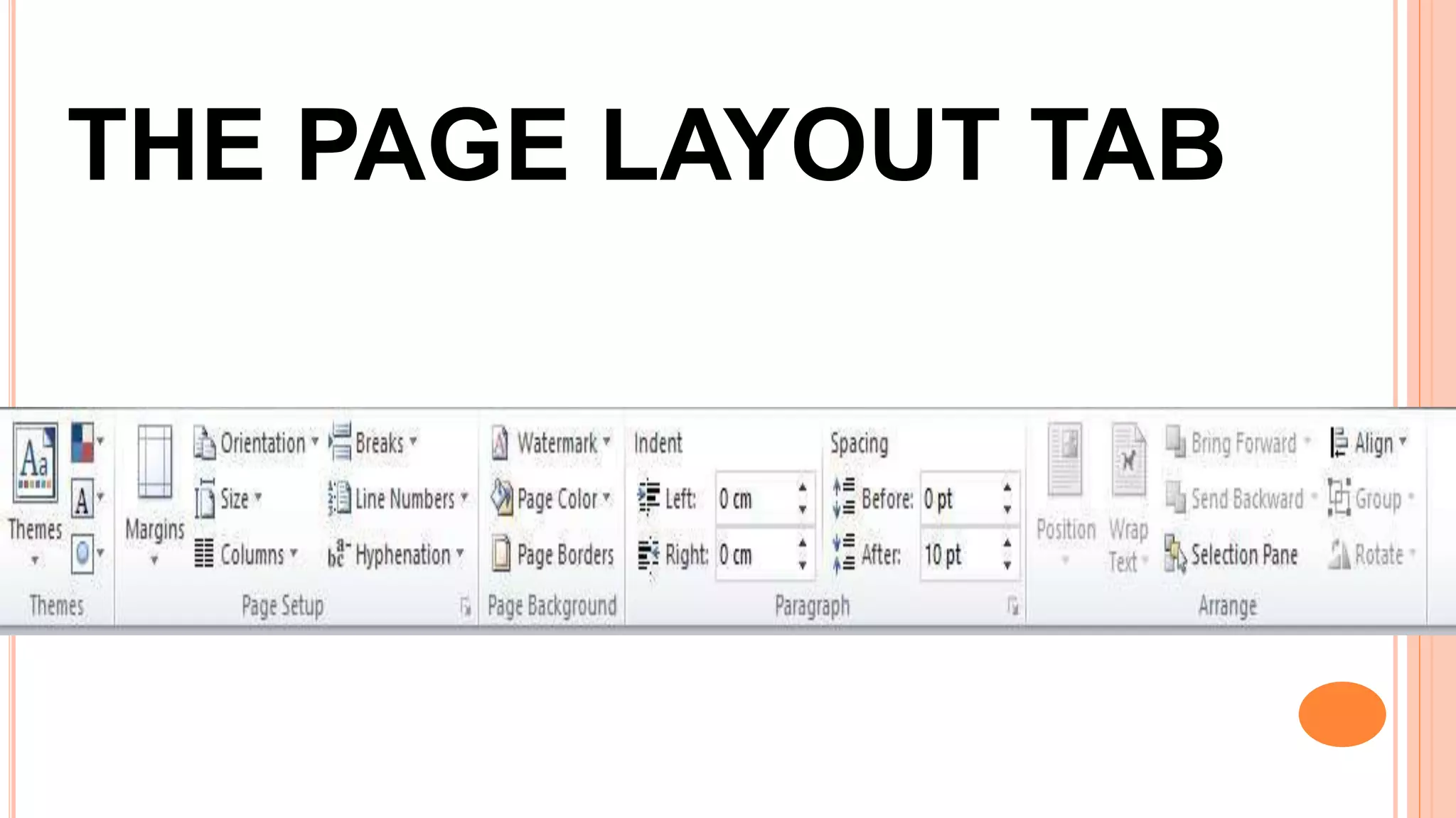 Word 2010 pagelayout tab, referance tab, mailing tab | PPTX