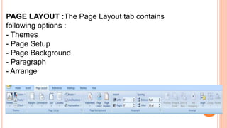 Word 2010 pagelayout tab, referance tab, mailing tab | PPTX