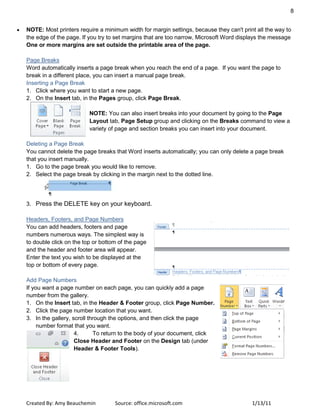 Word 2010 tutorial | PDF