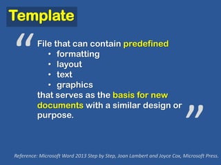 Template & Content Control (Basics) - Microsoft Word 2013 | PDF