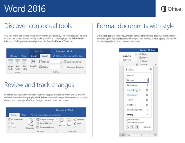 Word 2016 Quick Start Guide | PDF