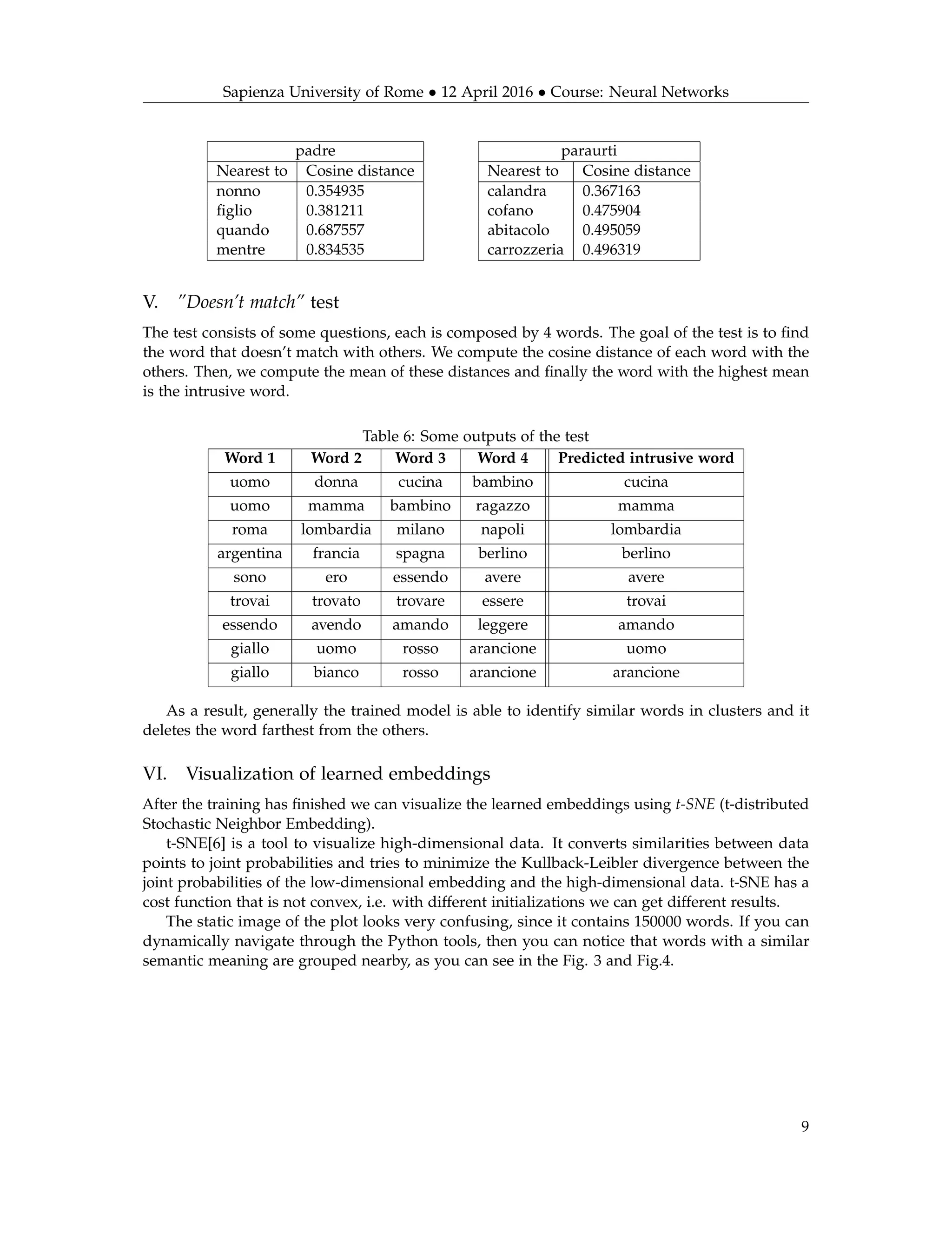 Word2Vec on Italian language | PDF