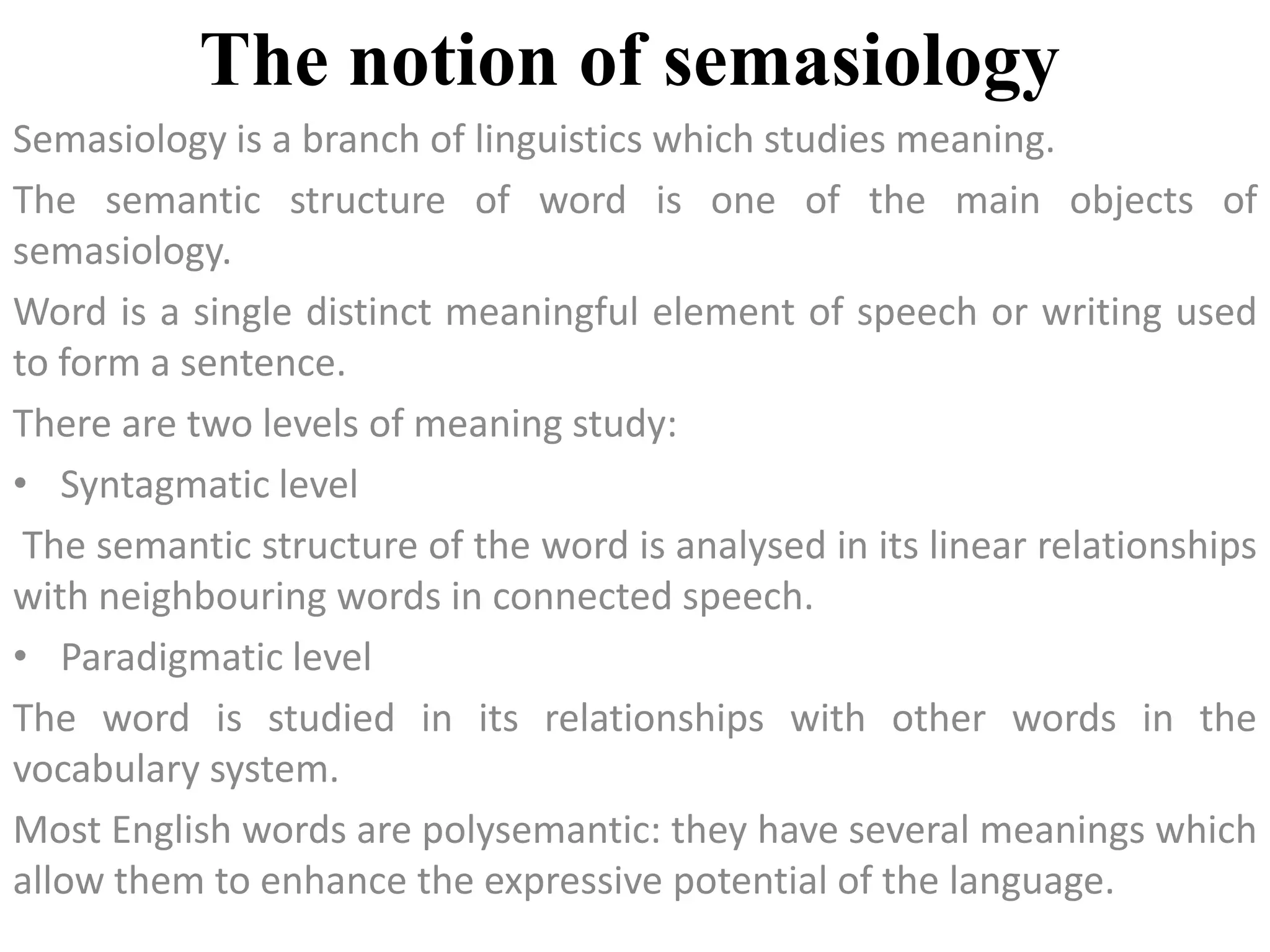 Word and its semantic structure | PPTX