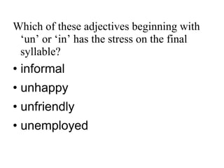 Word and Sentence Stress | PPT