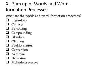Word and word formation process | PPTX