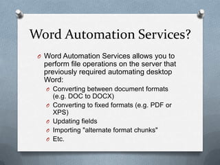 Word automation services | PPT