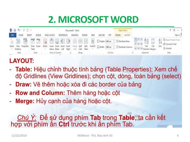 Word - Bai 4: TABLE – PICTURE – WORDART THANH CÔNG CỤ DRAWING EQUATION | PPT