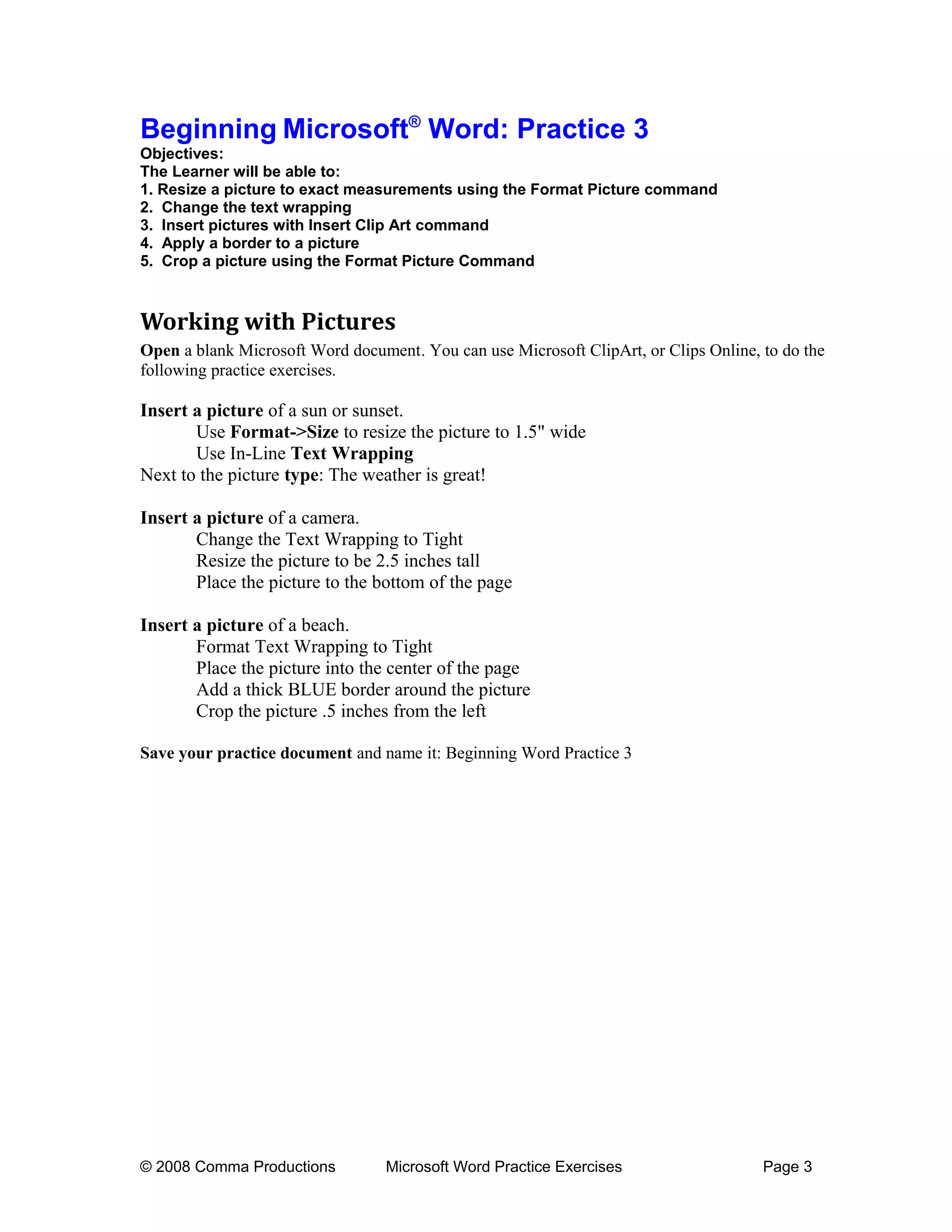 Word beginning practice activities | DOC