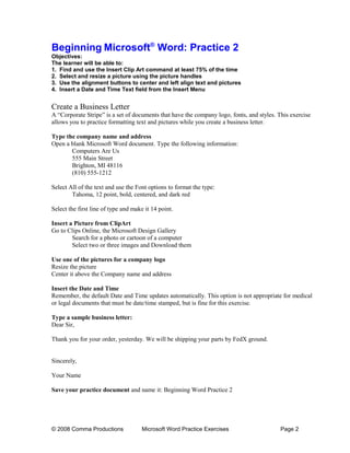 Word beginning practice activities | DOC