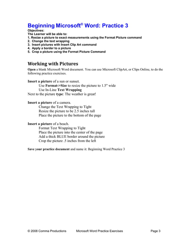 Word beginning practice activities | DOC