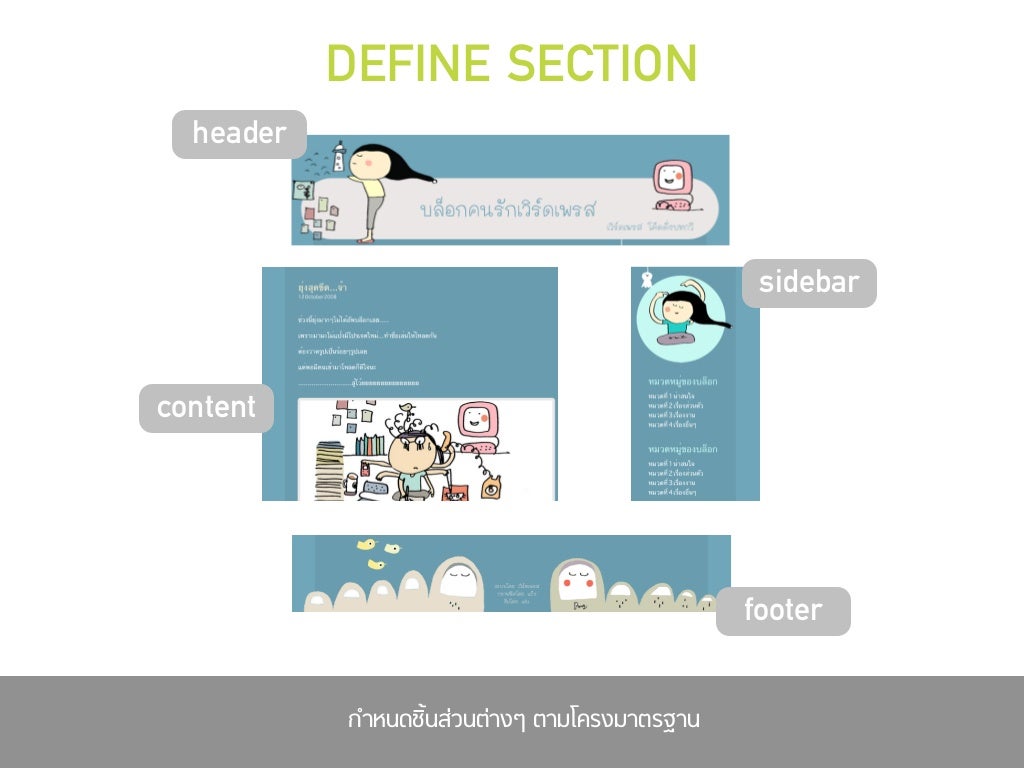 DEFINE SECTION Header Sidebar Content