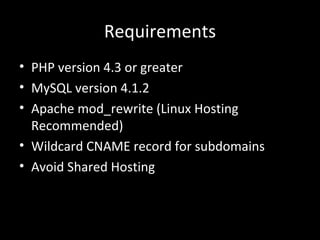 WordPress 3.0 MultiSite Features | PPT | Web Development | Internet