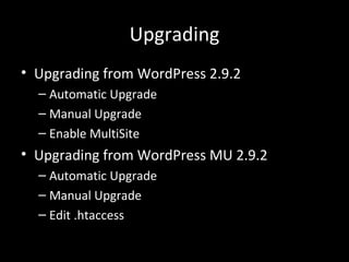 WordPress 3.0 MultiSite Features | PPT | Web Development | Internet