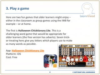 5 ideas for teaching about Halloween using apps and mobile devices | PPTX