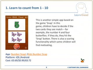 5 ideas for teaching numbers 1 - 10 using apps and mobile devices | PPTX
