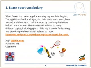 5 ideas for teaching about the topic of sport using apps and mobile ...