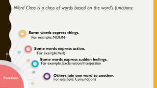 Word classes or Parts of Speech | PPT