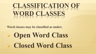 Word classes | PPTX