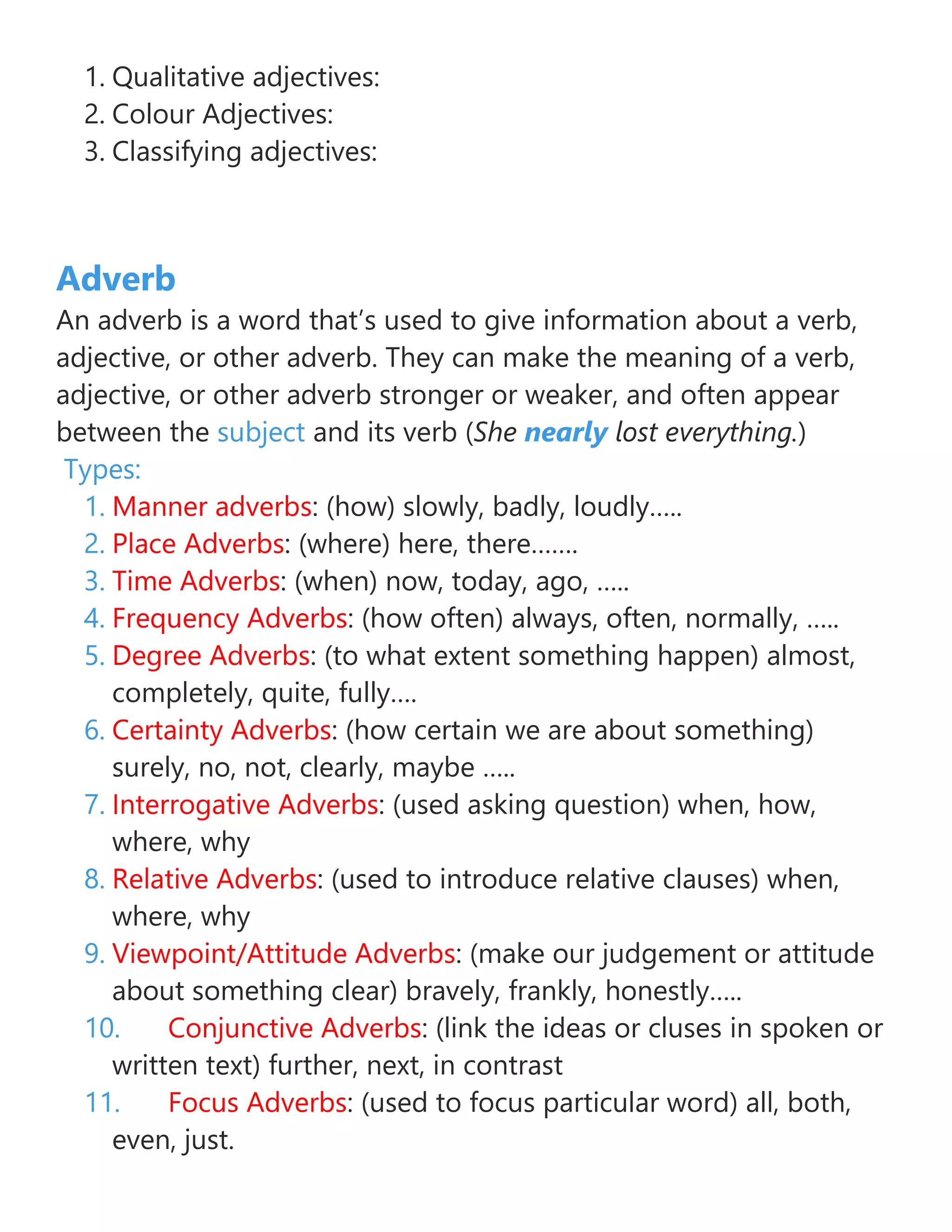 Word classes / Part of speech | PDF