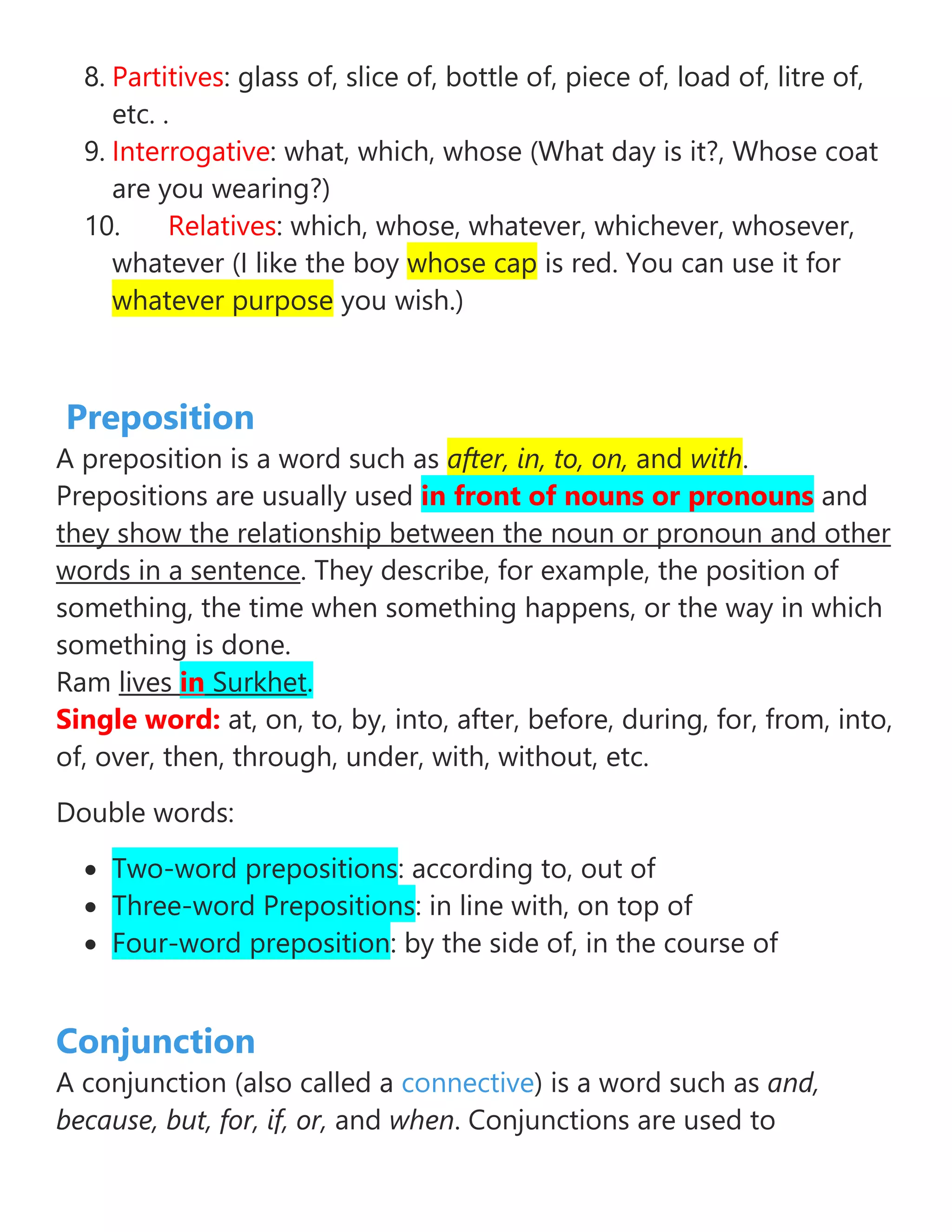 Word classes / Part of speech | PDF