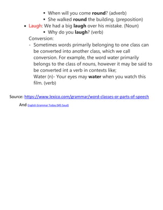 Word classes / Part of speech | PDF