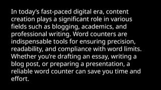 Enhance Your Writing with Powerful Word Counter Tools | PPT