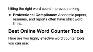 Enhance Your Writing with Powerful Word Counter Tools | PPT