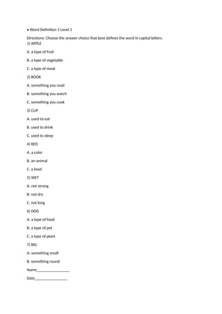 Word Definition to teach adjectives about people and their ...