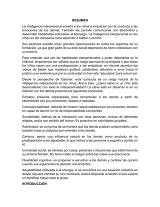 Inteligencia Interpersonal | PDF