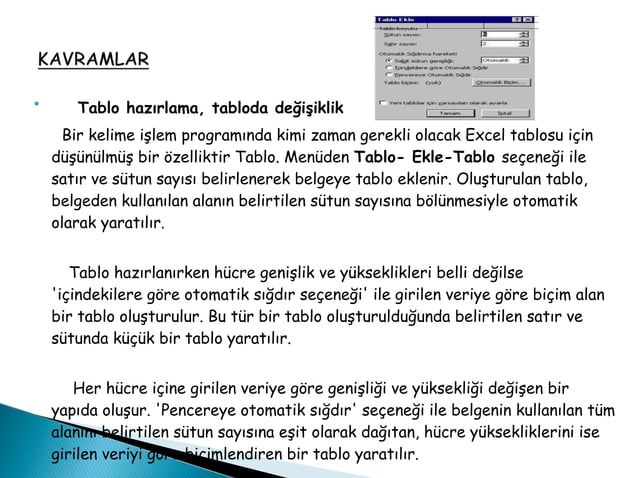 Wordde tablo yartma | PPT