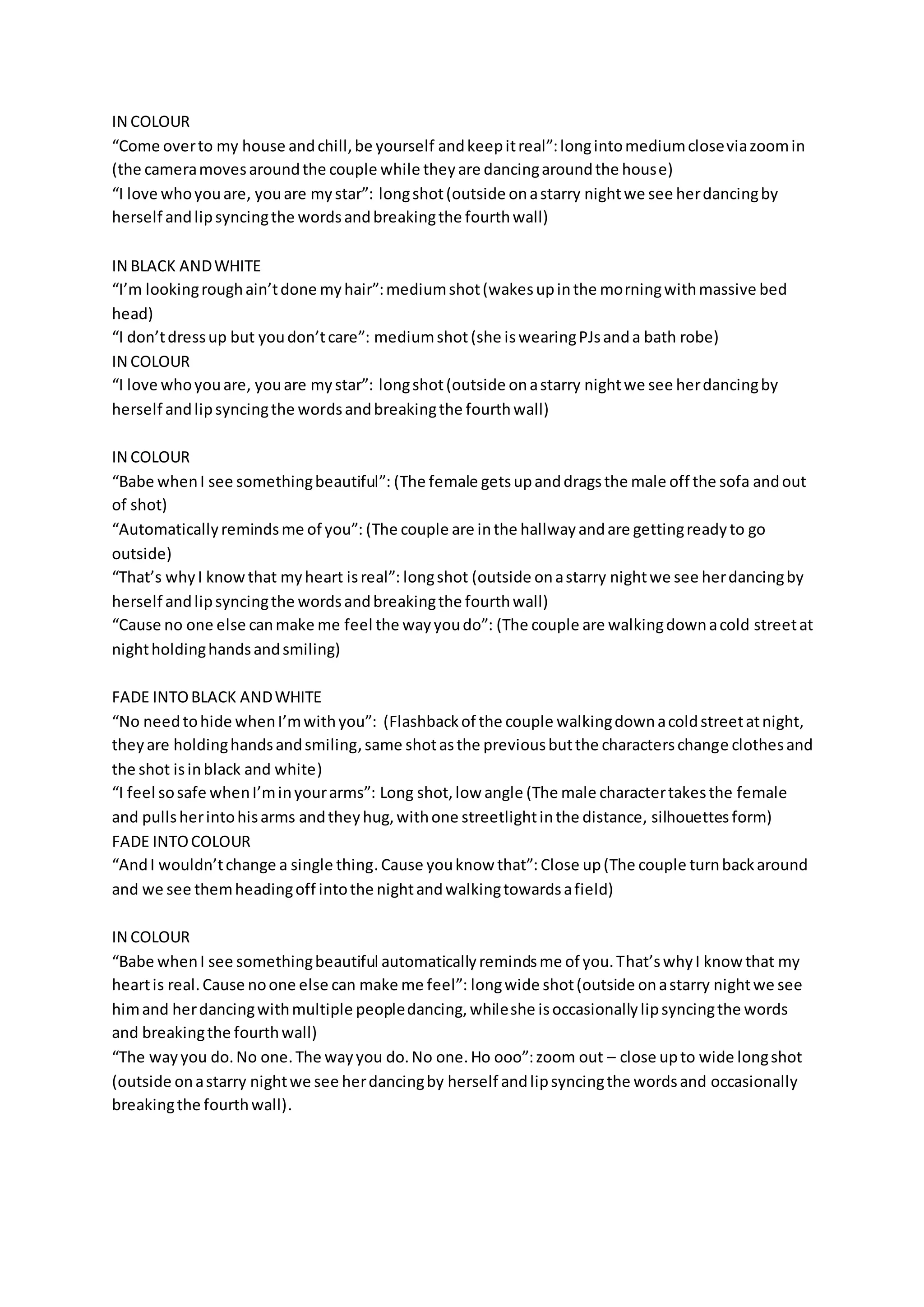 Nikki J - The Way You Do Storyboard Script (First Draft) | DOCX