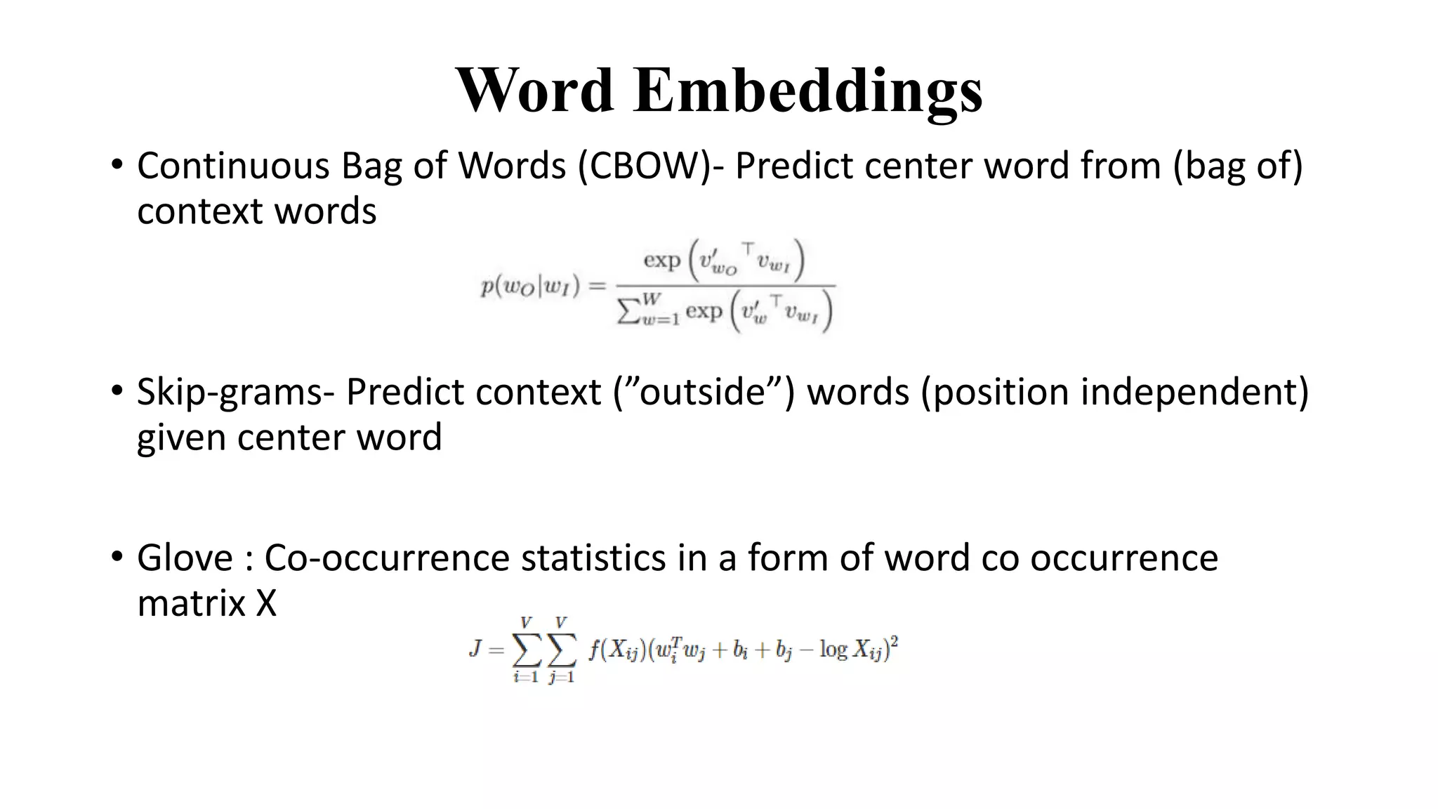 Word embeddings, RNN, GRU and LSTM | PPTX