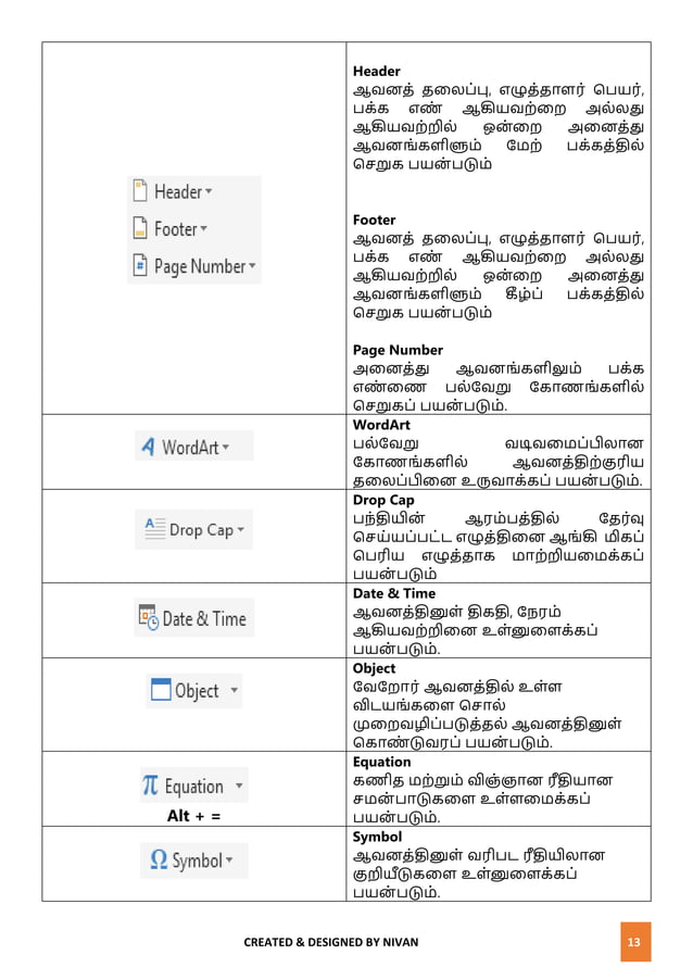 Word, excel, and power point tutorial in Tamil | PDF