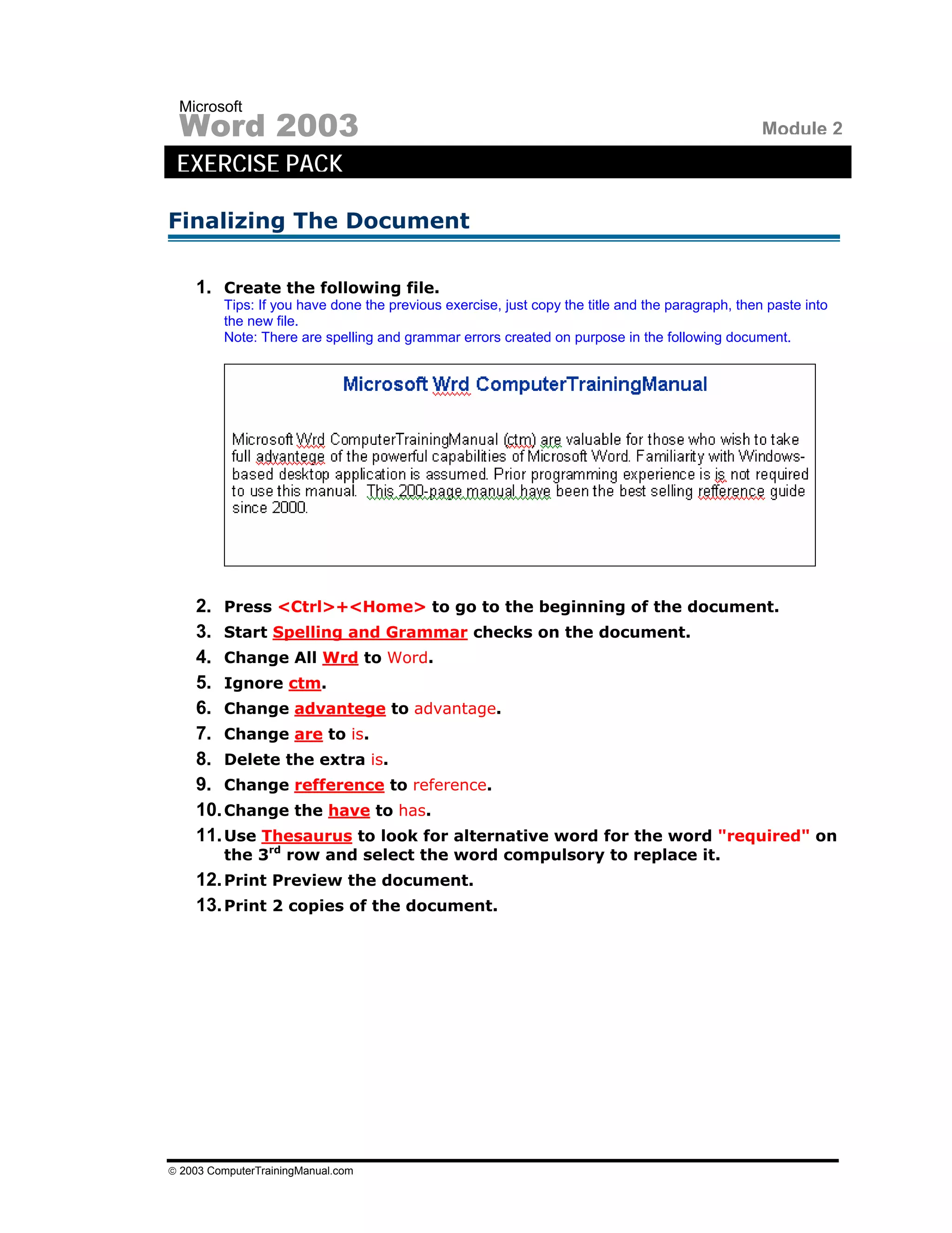 Word exercises (1) | PDF